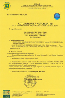 certificari - instalatii de ridicat, pelusin 1 galati